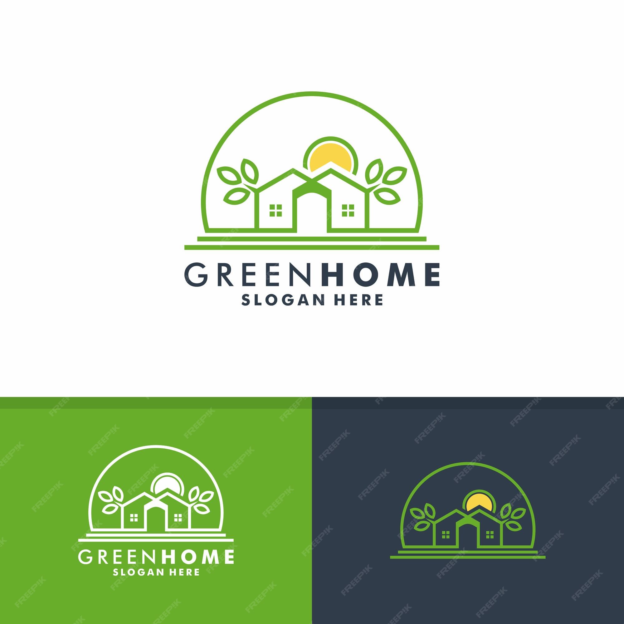 Premium Vector | Green home logo design, house nature icon vector Premium Vector | Green home logo design, house nature icon vector