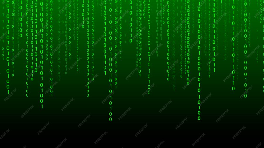 Premium Vector | Green matrix background Falling numbers on screen Technology stream binary code ...