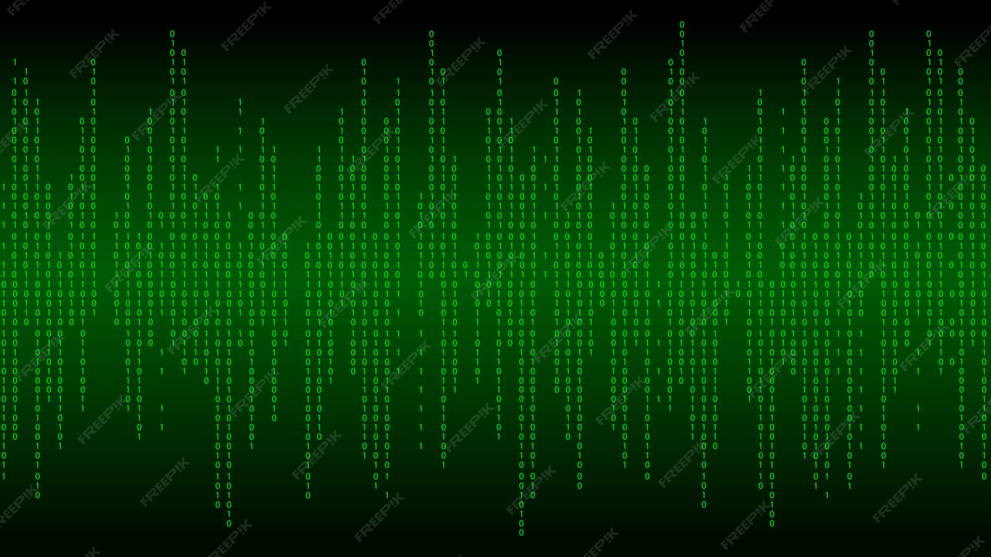 Premium Vector | Green matrix background falling numbers on screen technology stream binary code ...