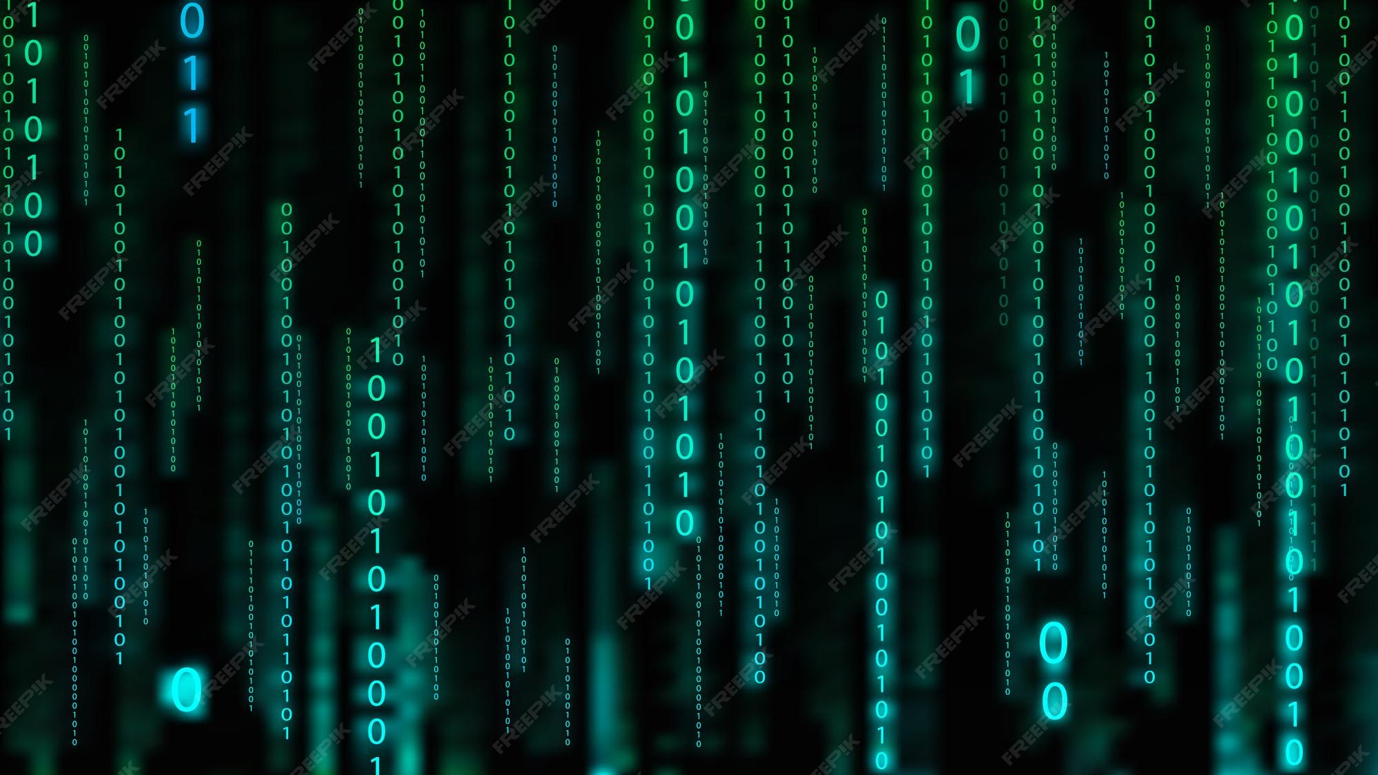 Premium Vector | Green matrix background Falling numbers on screen Technology stream binary code ...