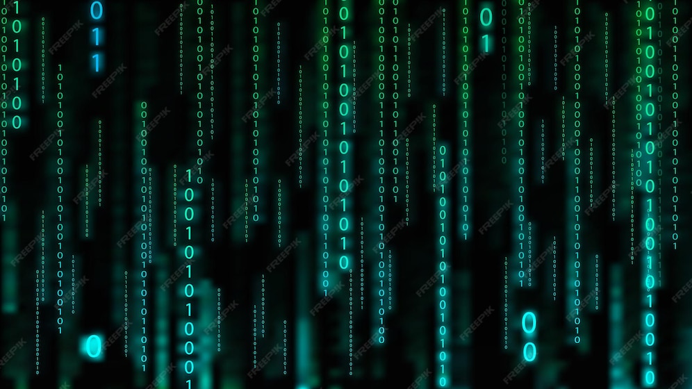 Premium Vector | Green matrix background falling numbers on screen technology stream binary code ...