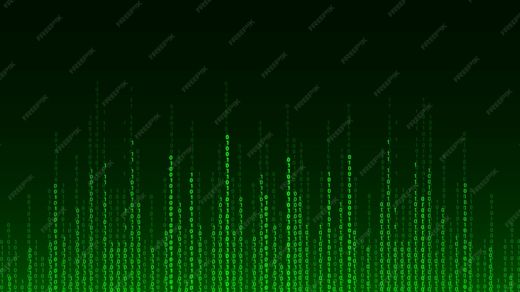 Premium Vector | Green matrix background falling numbers on screen technology stream binary code ...