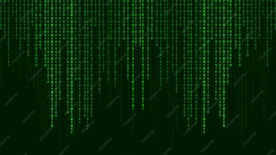 Premium Vector | Green matrix background Falling numbers on screen Technology stream binary code ...
