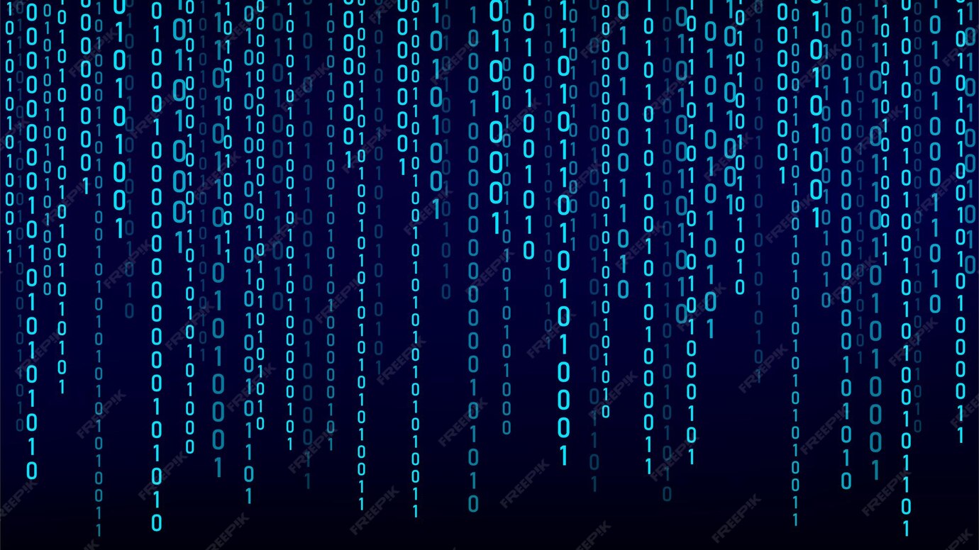 Premium Vector | Green matrix background stream of binary code falling numbers on dark backdrop ...
