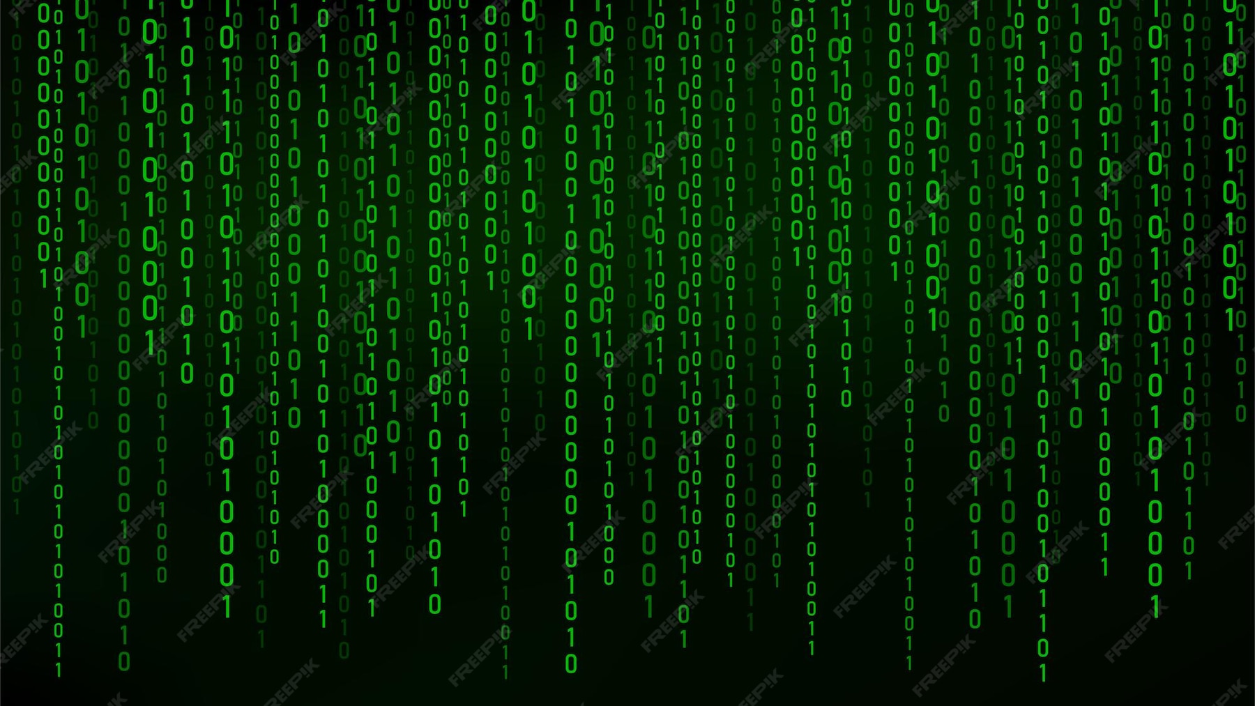 Premium Vector | Green matrix background stream of binary code falling numbers on dark backdrop ...