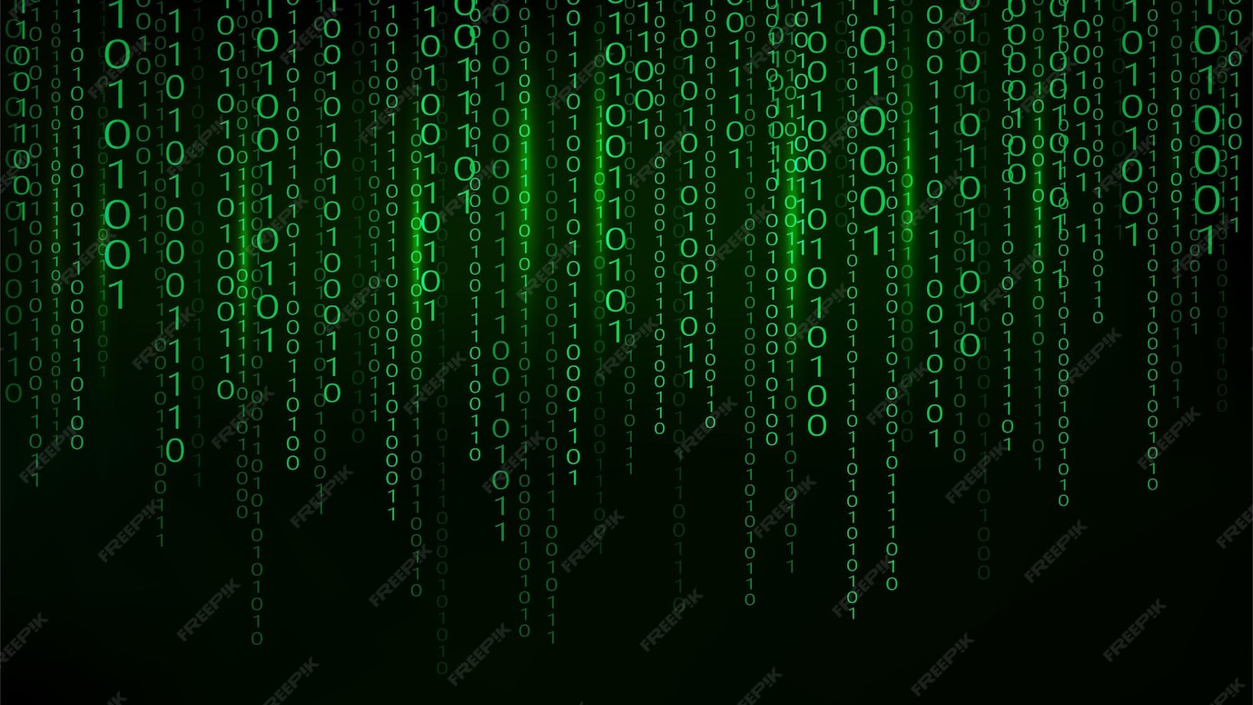 Premium Vector Green Matrix Background Stream Of Binary Code Falling