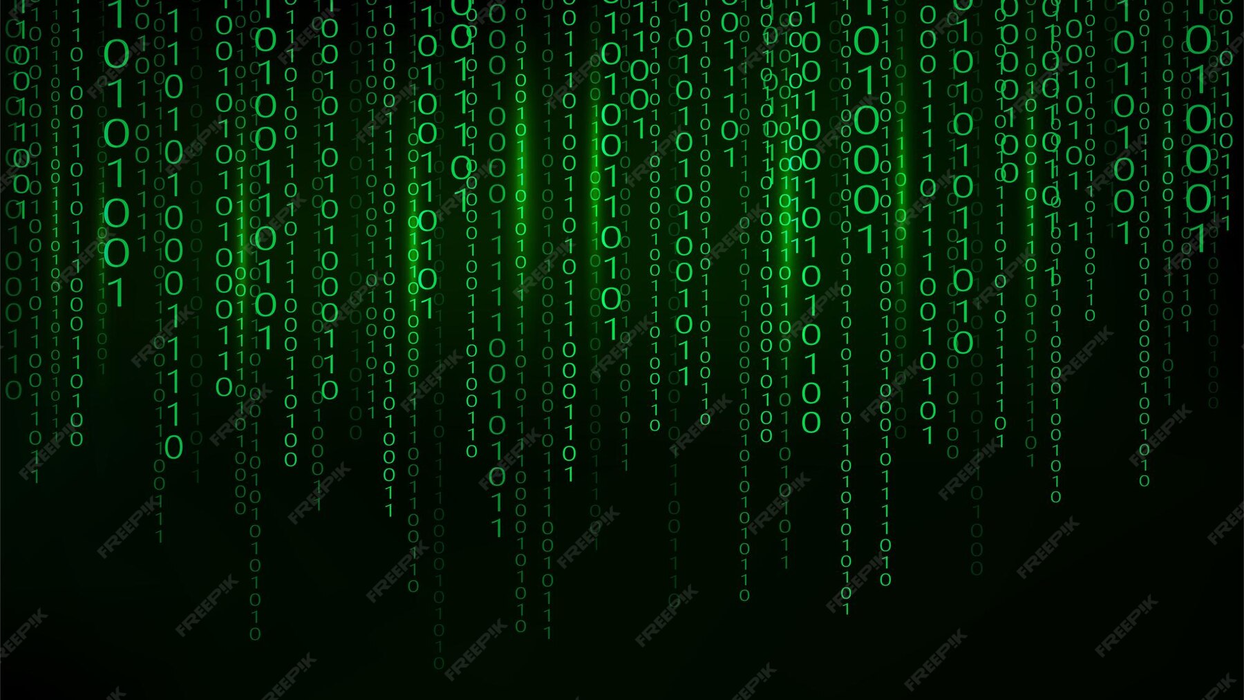 Premium Vector Green Matrix Background Stream Of Binary Code Falling Numbers On Dark Backdrop