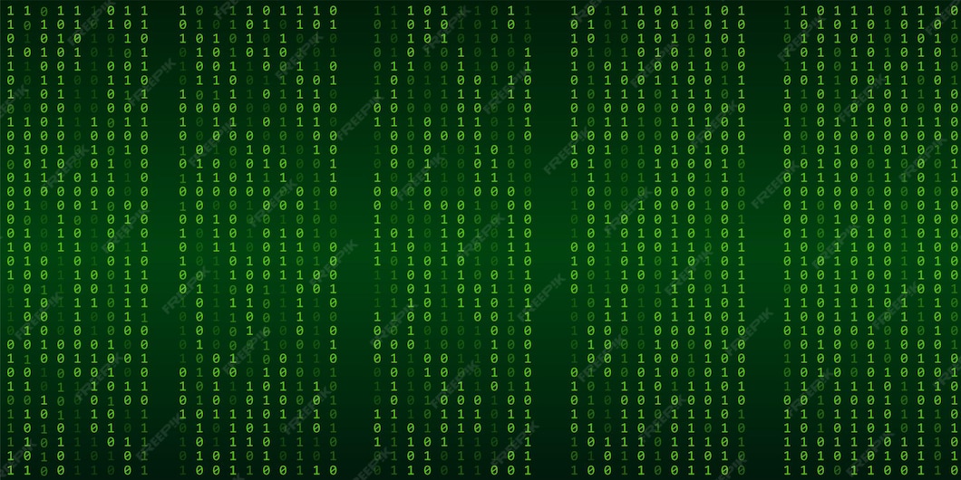 Premium Vector | Green matrix background stream of binary code Falling numbers on dark backdrop ...