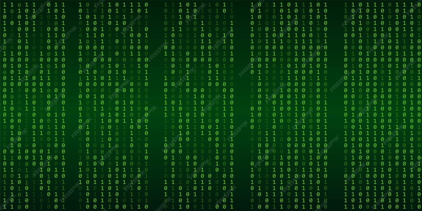 Premium Vector | Green matrix background stream of binary code Falling numbers on dark backdrop ...