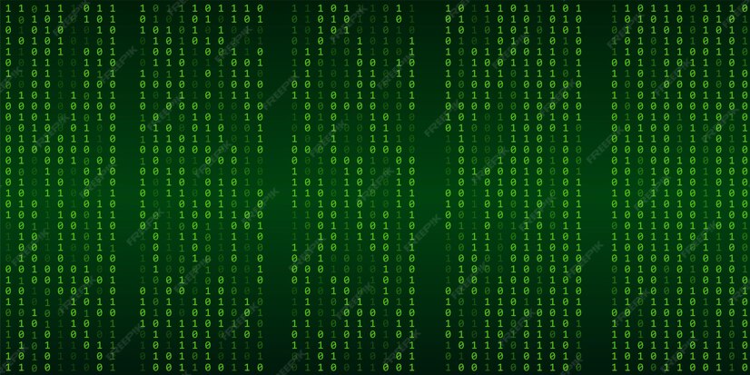 Premium Vector | Green matrix background stream of binary code Falling numbers on dark backdrop ...