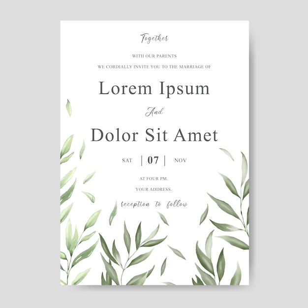 Premium Psd Greenery Watercolor Floral Wedding Invita