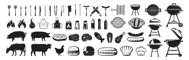 Premium Vector | Grill bbq vector icon set Vector black barbecue icons ... Premium Vector | Grill bbq vector icon set Vector black barbecue icons ...