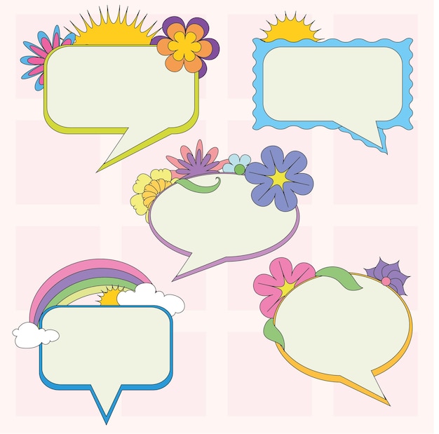 Premium Vector | Groovy speech balloon bubble Premium Vector | Groovy speech balloon bubble