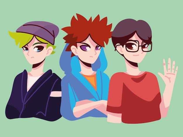 Premium Vector | Group anime boys Premium Vector | Group anime boys