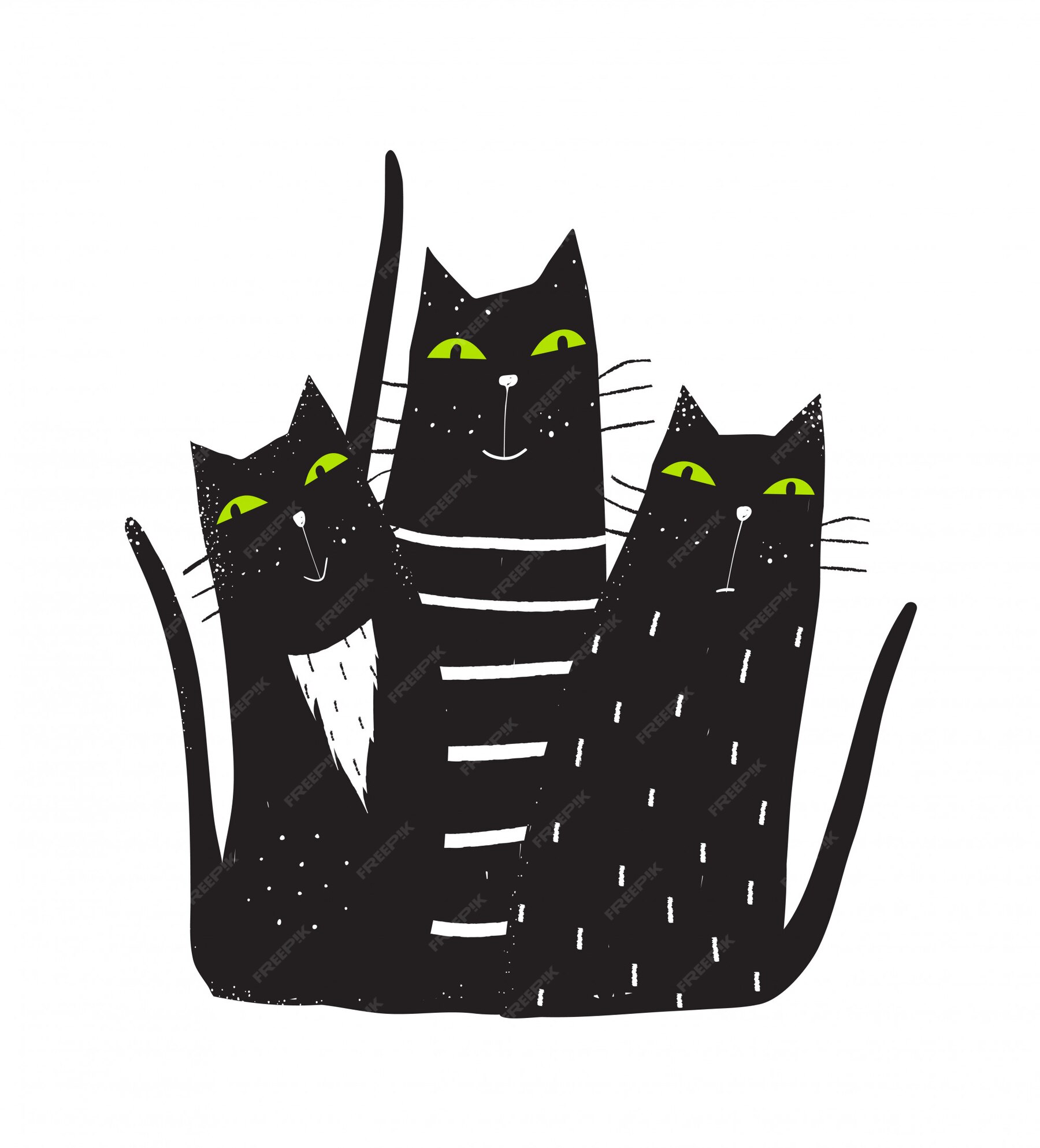 Premium Vector | Group of Black Cats Sitting Premium Vector | Group of Black Cats Sitting