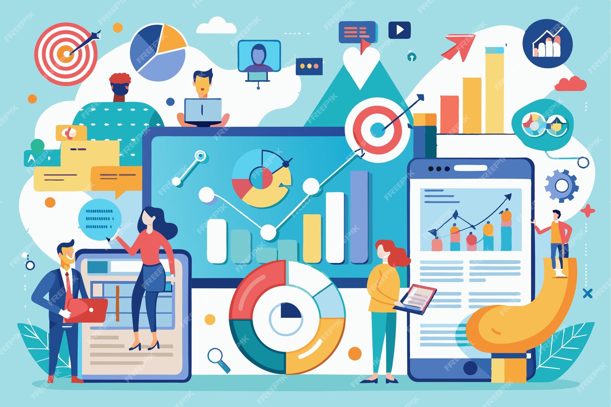 A group collaborates on analyzing business data using charts and graphs ... A group collaborates on analyzing business data using charts and graphs ...