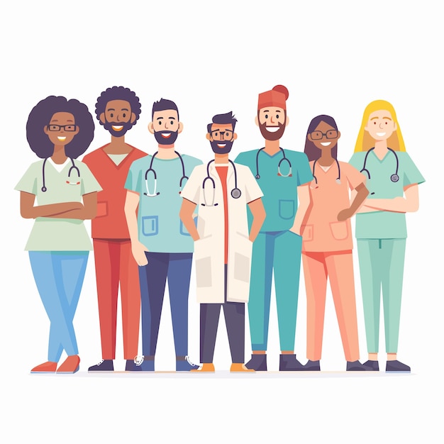 Premium Vector | A group of doctors and nurses pose for a picture Premium Vector | A group of doctors and nurses pose for a picture