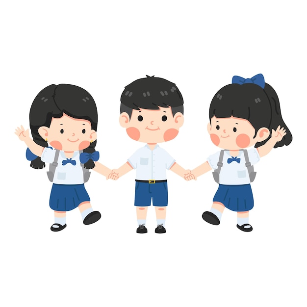 Premium Vector | Group of happy kids holding hands Premium Vector | Group of happy kids holding hands