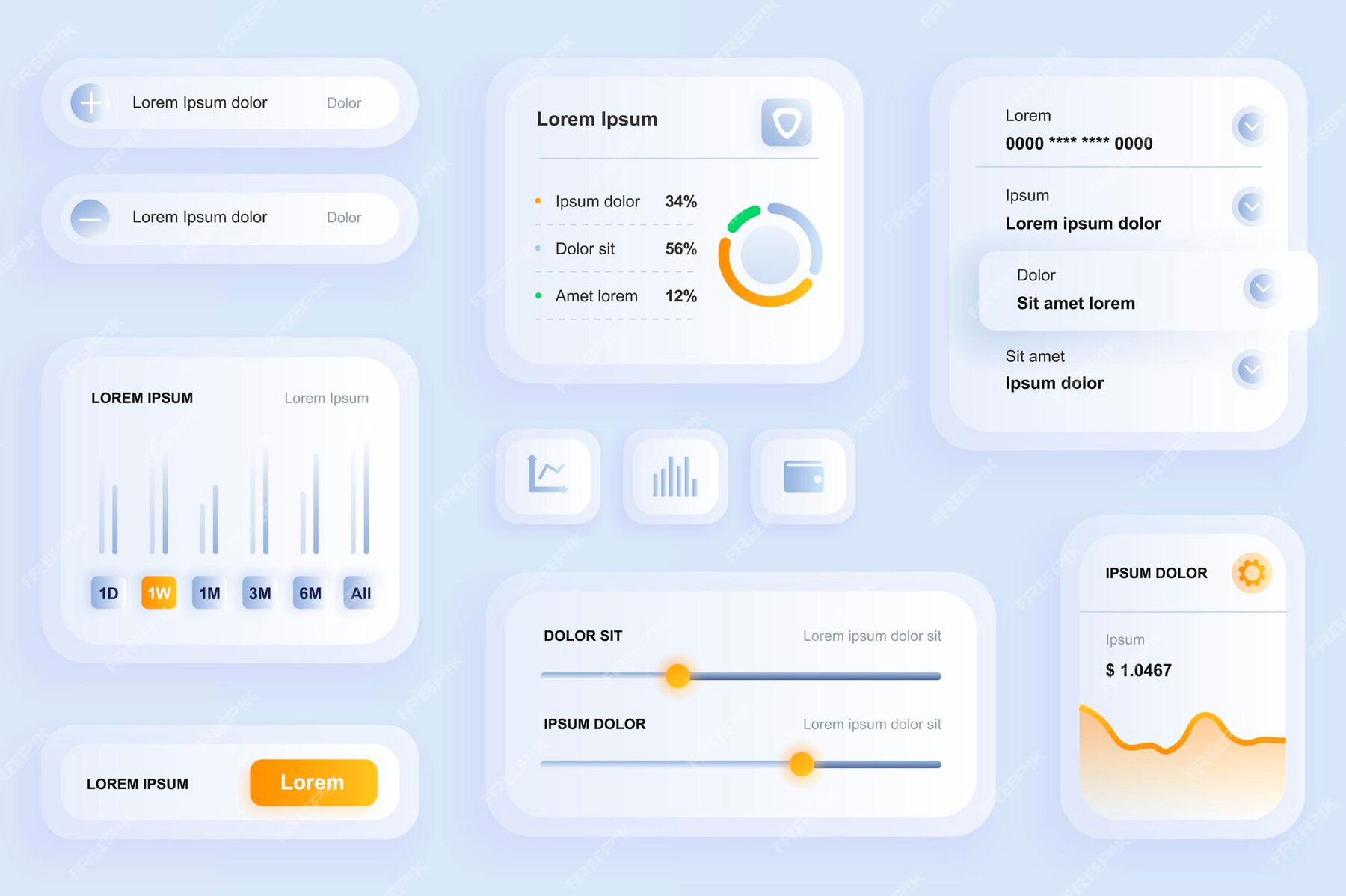 Premium Vector | Gui elements for finance mobile app Premium Vector | Gui elements for finance mobile app