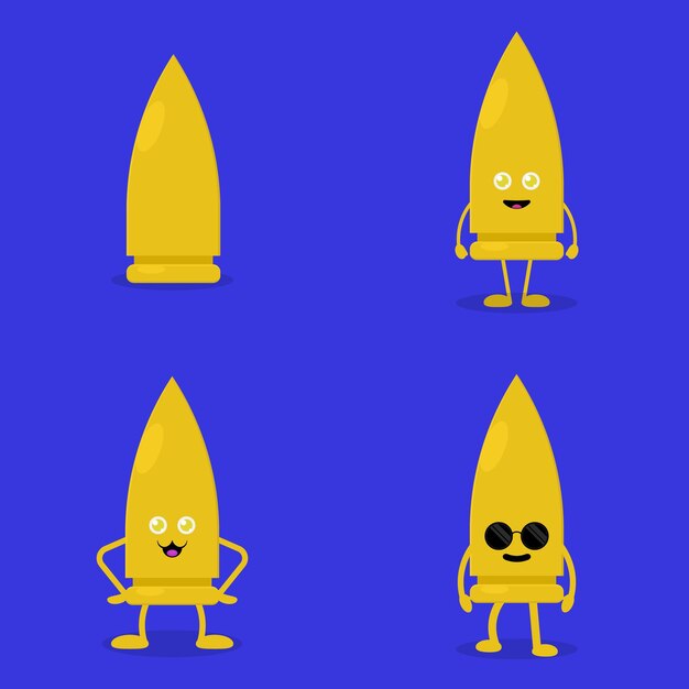 Premium Vector | Gun bullet character vector illustration with various ... Premium Vector | Gun bullet character vector illustration with various ...