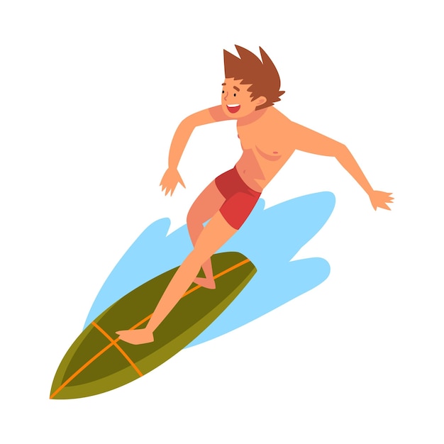 Premium Vector Guy Riding On Ocean Wave Male Surfer Character In