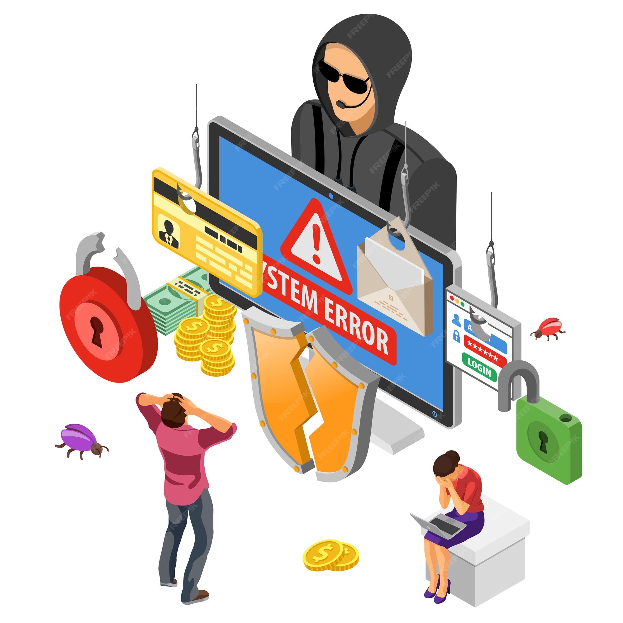 Premium Vector Hacker Activity Isometric Concept Hacking And Phishing Hacker Steals Password