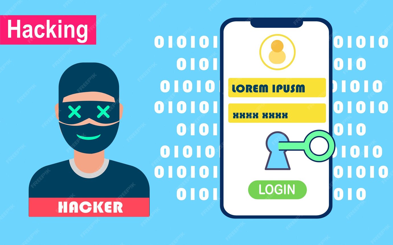 Premium Vector | Hacker hacking the login password showing unauthorized ...