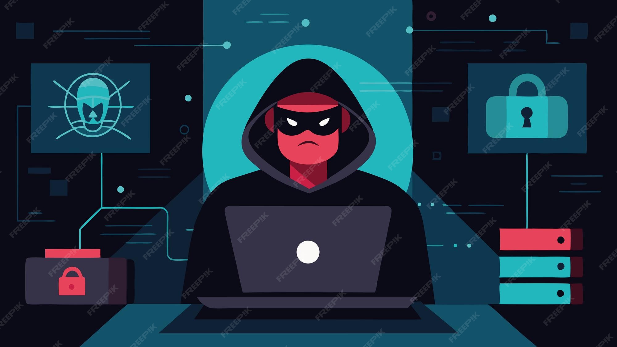 Hacker Programmer It Specialist Coder Sitting At A Laptop In The Hoodie