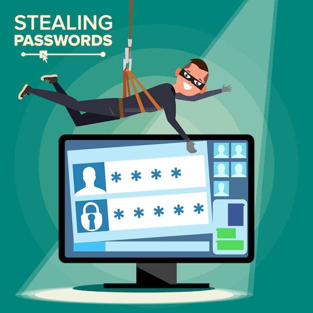 Premium Vector | Hacker stealing password Premium Vector | Hacker stealing password