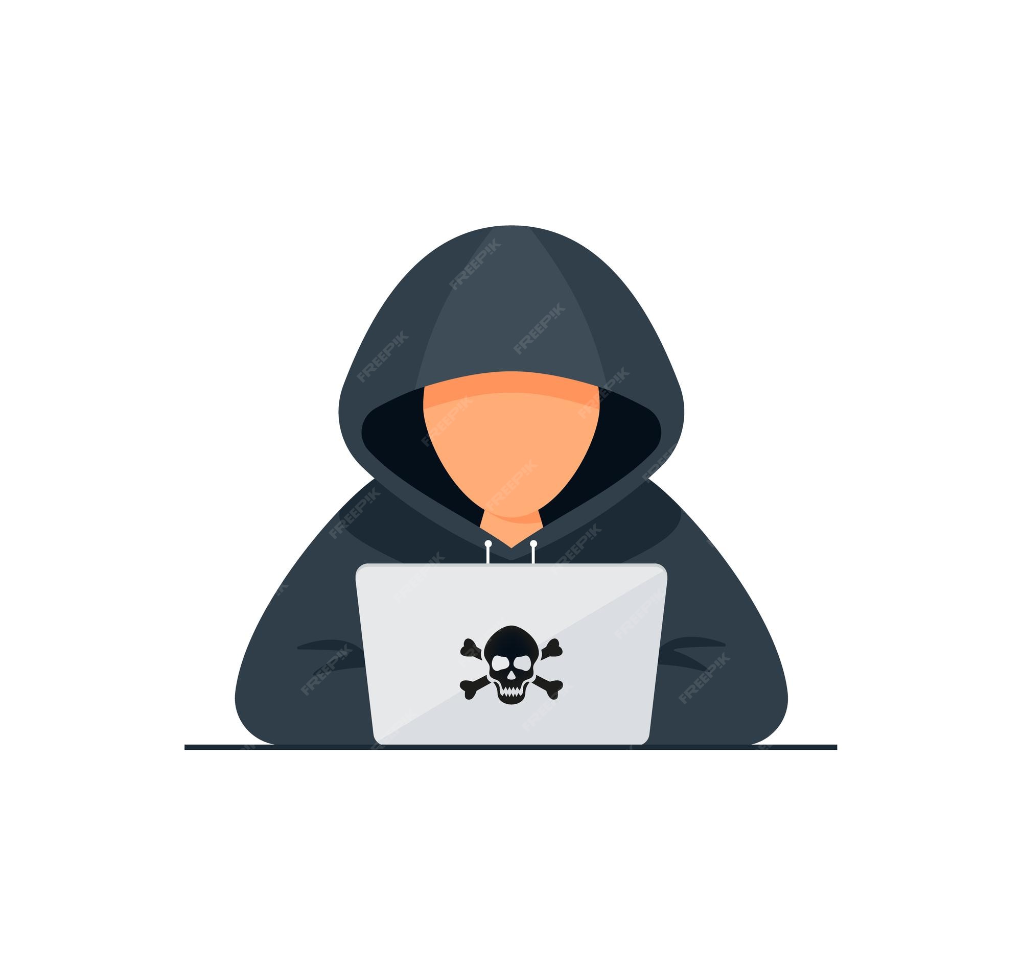 Premium Vector Hacker Vector Concept Unknown Man Stealing Data From The Email While Using Laptop