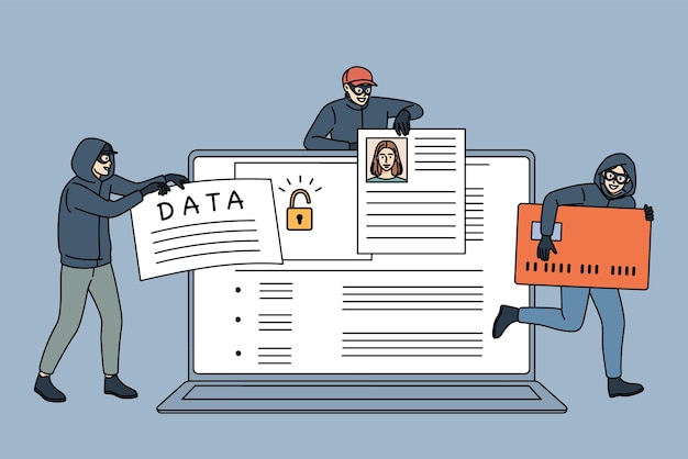 Premium Vector Hackers Steal Personal Information From Computer