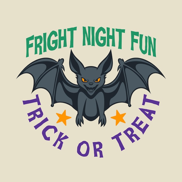 Premium Vector Halloween Bat Trick Or Treat Spooky Vintage Logo