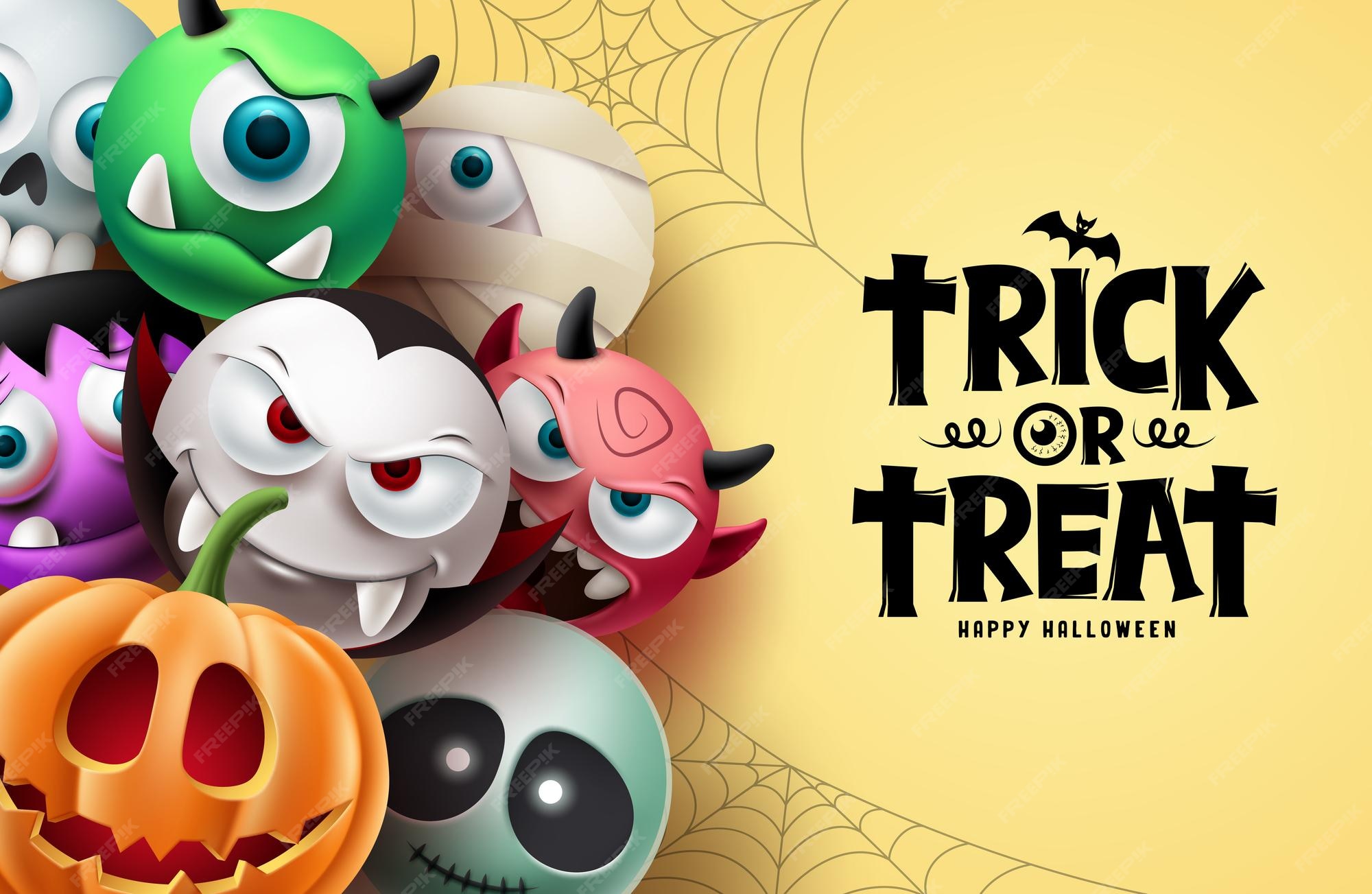 Premium Vector | Halloween character vector background design Happy ... Premium Vector | Halloween character vector background design Happy ...