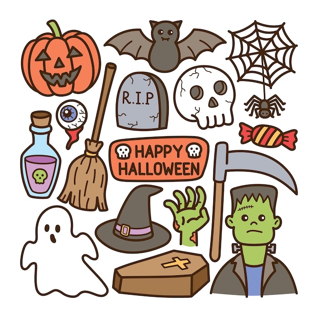 Premium Vector | Halloween doodle illustration Premium Vector | Halloween doodle illustration