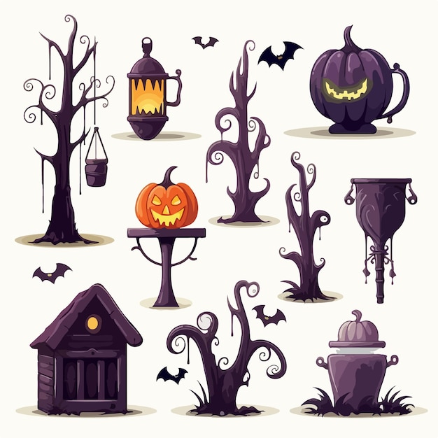 Premium Vector | Halloween items to create an eerie autumn atmosphere ... Premium Vector | Halloween items to create an eerie autumn atmosphere ...