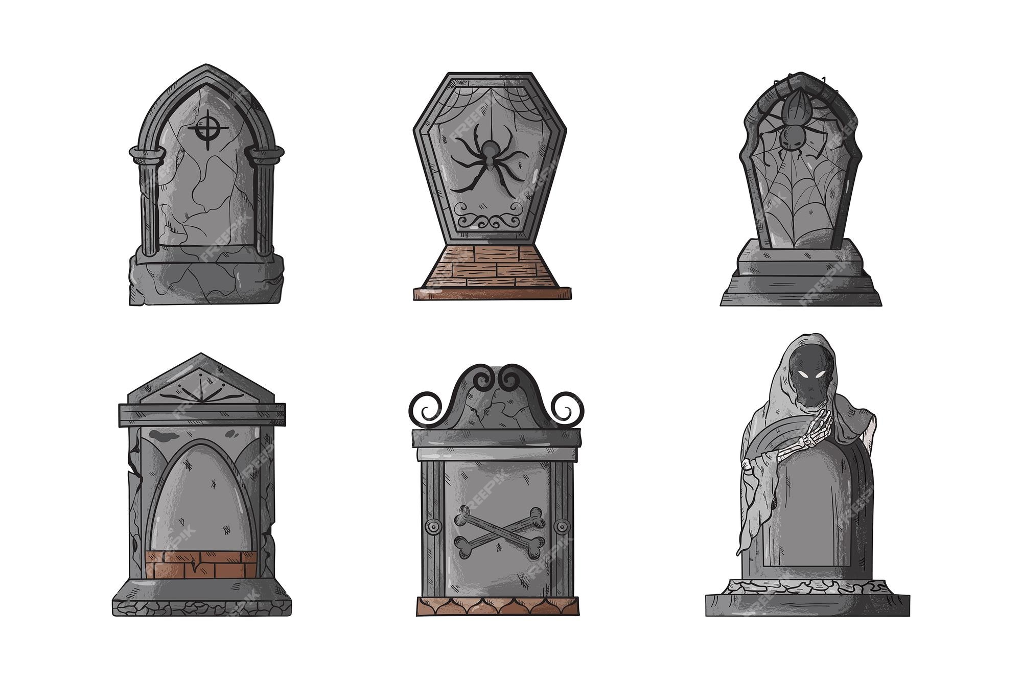 Premium Vector | Halloween tombstones vector clipart illustrations Premium Vector | Halloween tombstones vector clipart illustrations