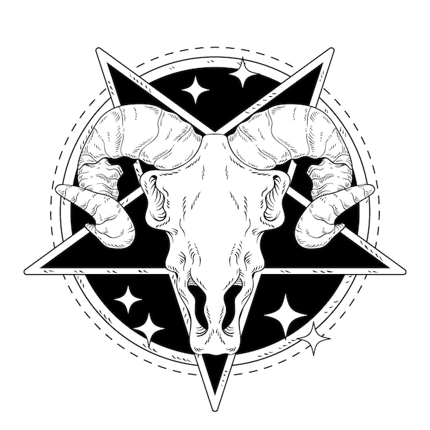 Free Vector | Hand drawn baphomet illustration Free Vector | Hand drawn baphomet illustration