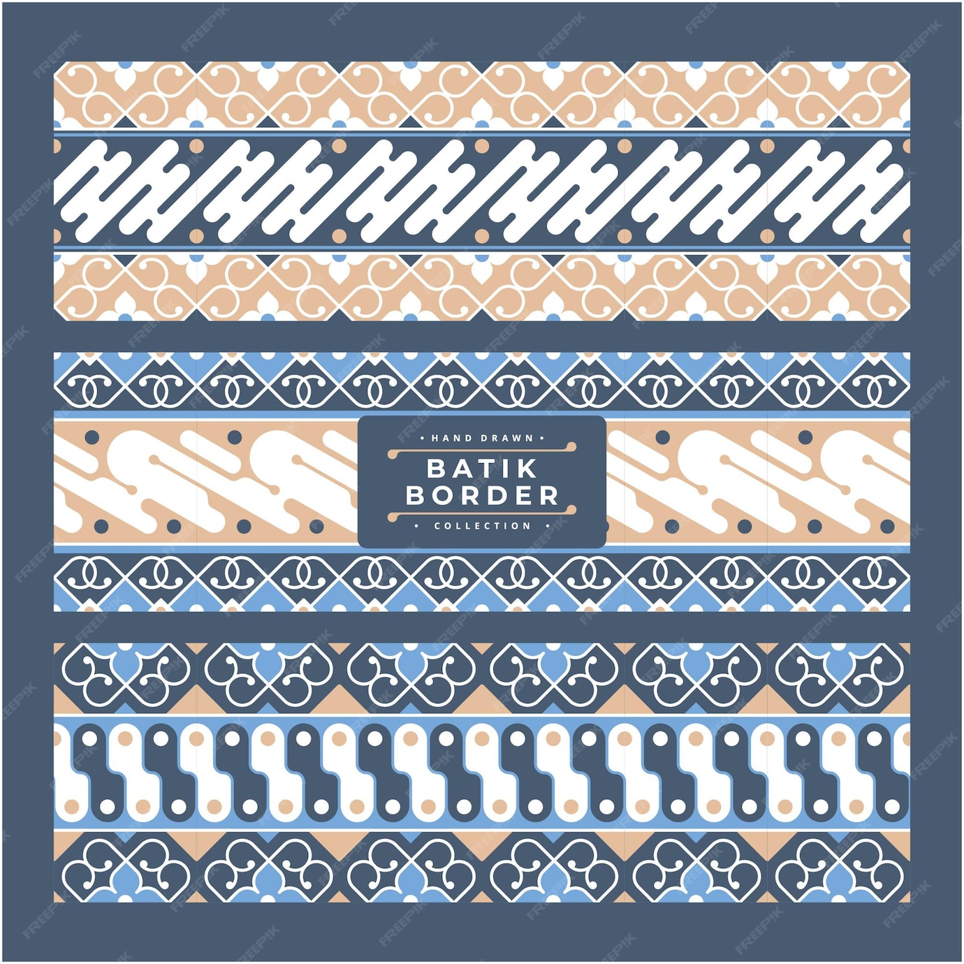 Premium Vector | Hand drawn batik border vector collection Premium Vector | Hand drawn batik border vector collection