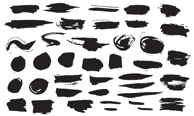 Premium Vector Hand Drawn Black Ink Brush Strokes Set