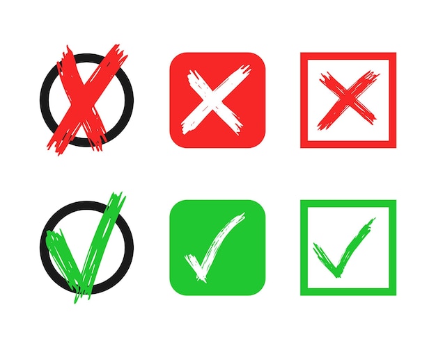 Premium Vector | Hand drawn check and cross sign elements Premium Vector | Hand drawn check and cross sign elements