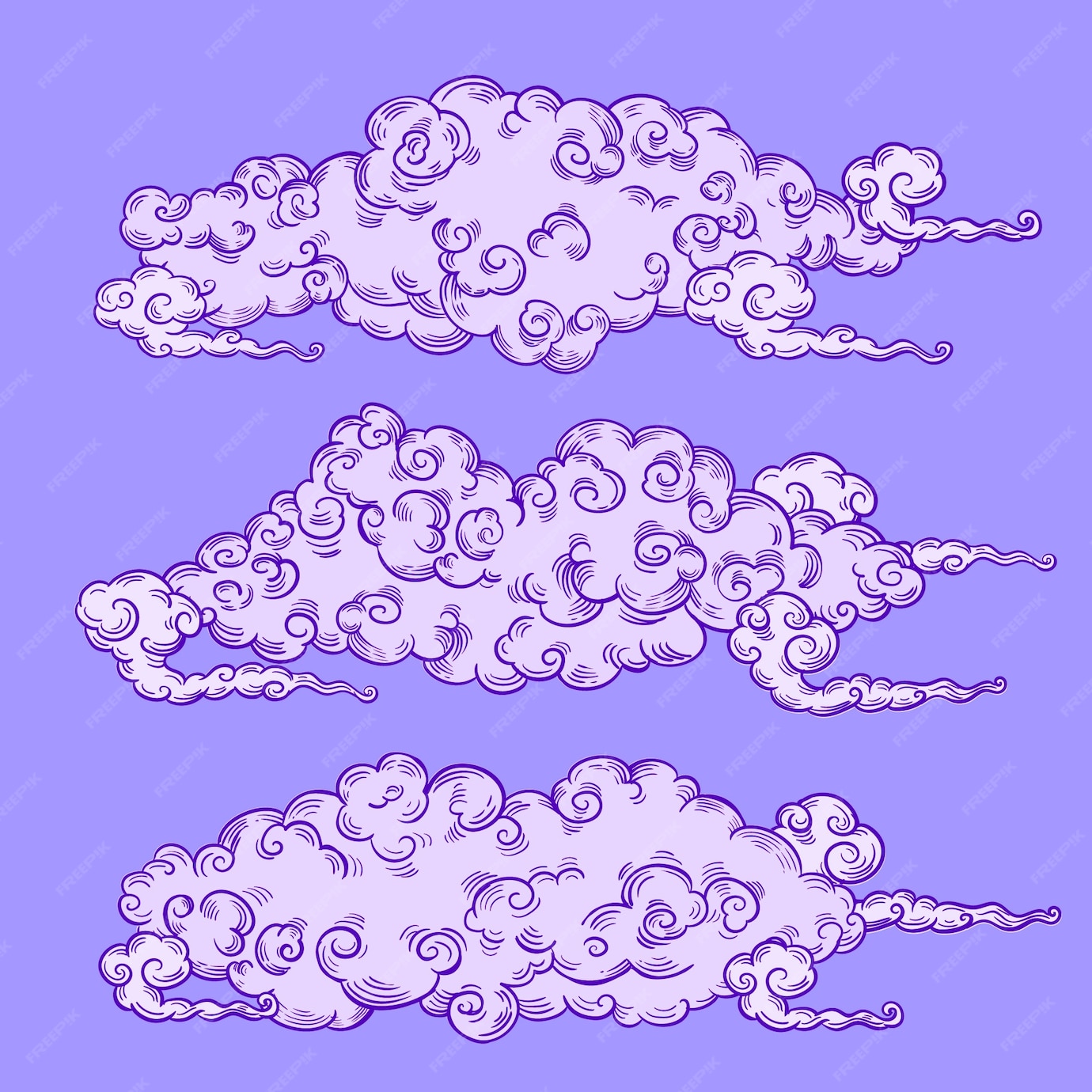 Premium Vector | Hand drawn chinese clouds collection illustration Premium Vector | Hand drawn chinese clouds collection illustration