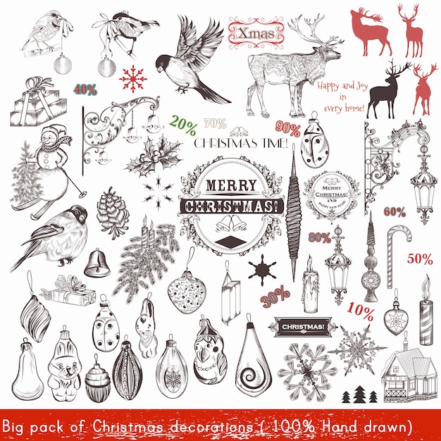 Premium Vector | Hand drawn christmas elements Premium Vector | Hand drawn christmas elements