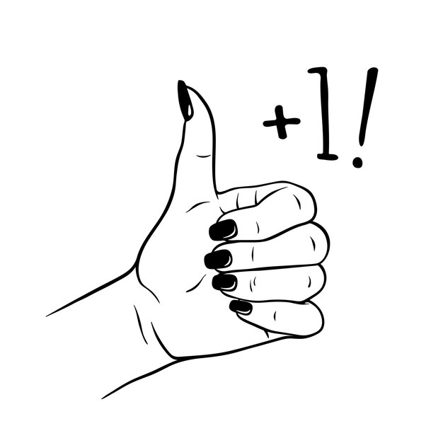 Premium Vector Hand Drawn Female Hand In Like Gesture Flash Tattoo Blackwork Sticker Patch Or