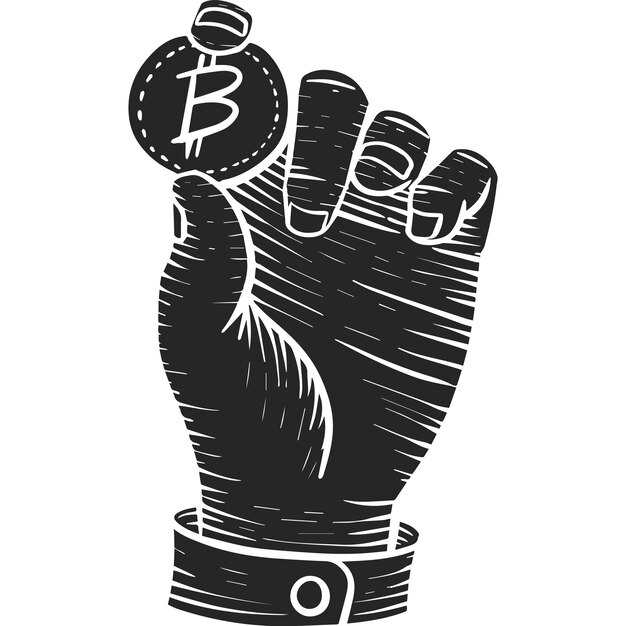 Premium Vector | Hand drawn icon Hand holding bitcoin coin Premium Vector | Hand drawn icon Hand holding bitcoin coin