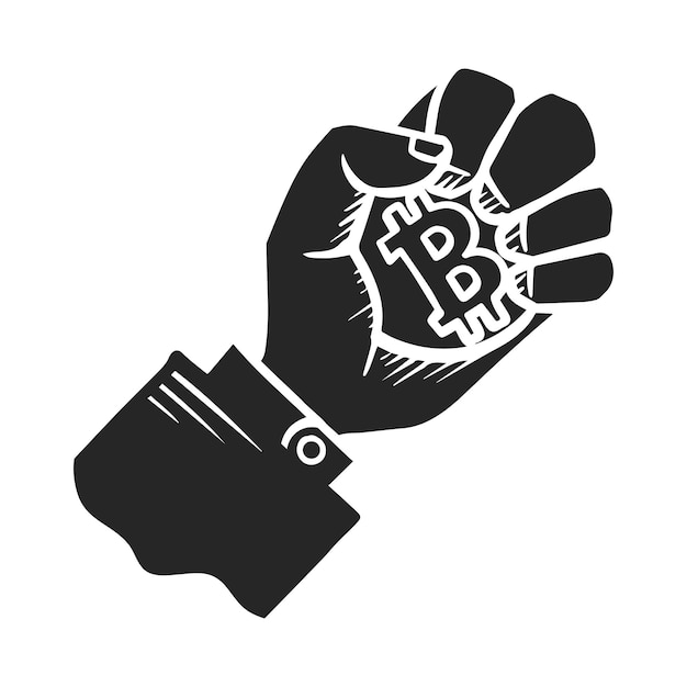 Premium Vector | Hand drawn icon Hand holding bitcoin coin Premium Vector | Hand drawn icon Hand holding bitcoin coin
