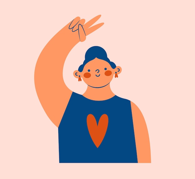 Premium Vector Hand Drawn Illustration With Cute Young Woman Shows