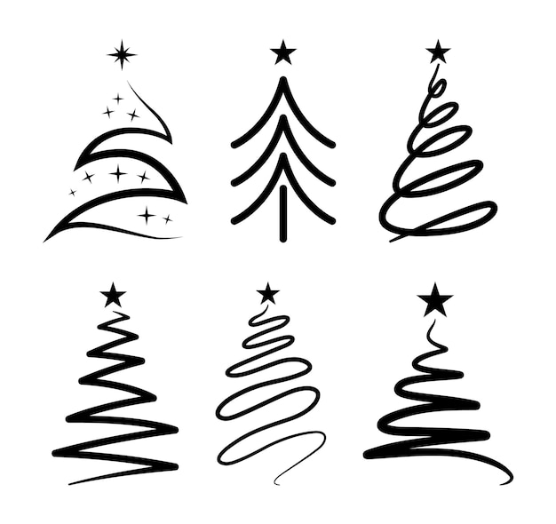 Premium Vector | Hand drawn merry christmas tree silhouette vector art ... Premium Vector | Hand drawn merry christmas tree silhouette vector art ...