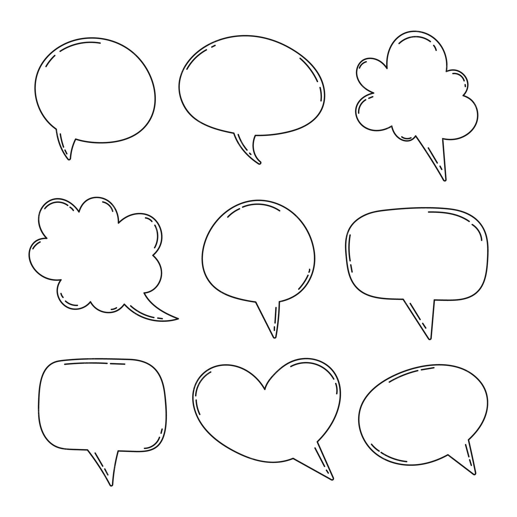 Premium Vector | Hand drawn outline speech bubbles collection Premium Vector | Hand drawn outline speech bubbles collection