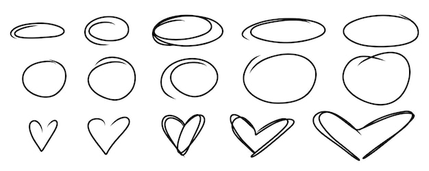 Premium Vector | Hand drawn oval and heart Highlight oval marker frames ... Premium Vector | Hand drawn oval and heart Highlight oval marker frames ...
