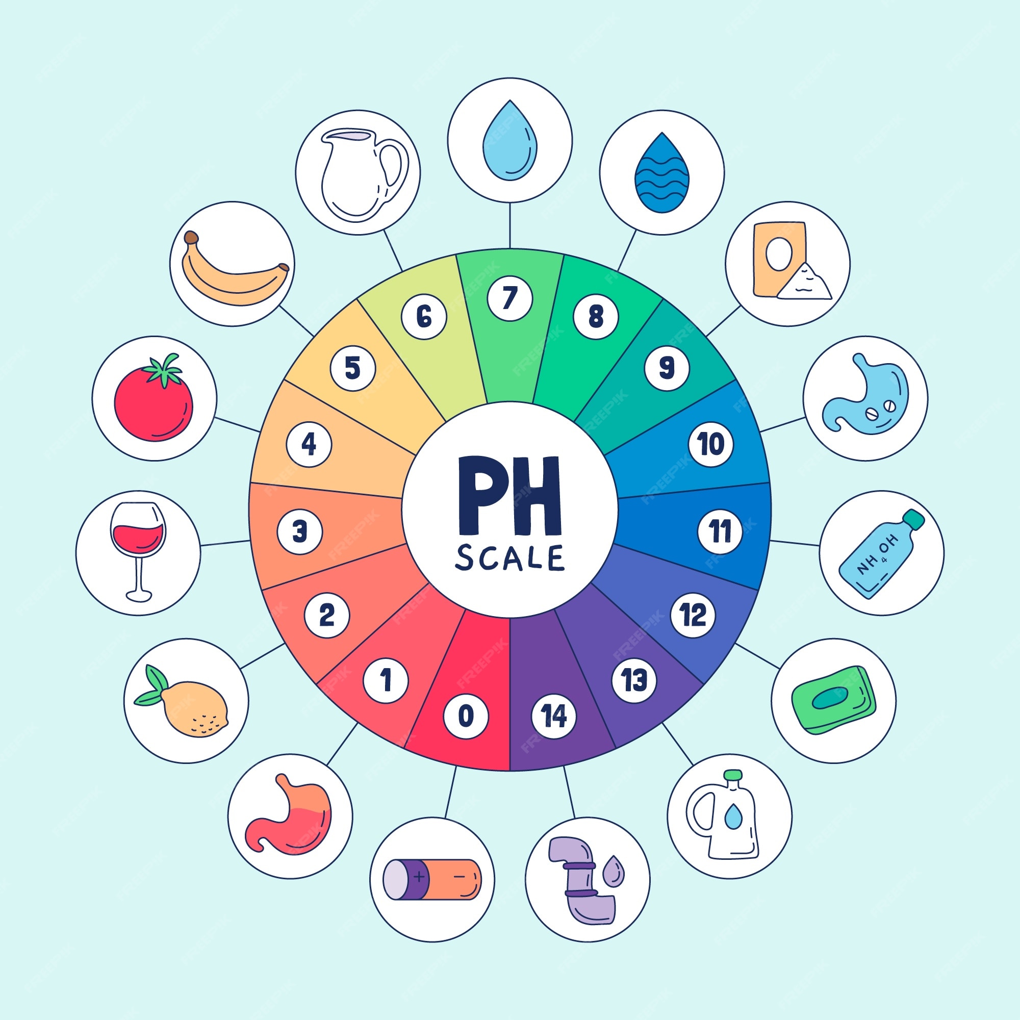 Premium Vector | Hand drawn ph scale infographic Premium Vector | Hand drawn ph scale infographic